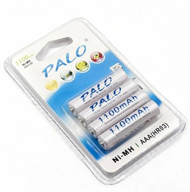 Аккумуляторные батарейки ААА Ni-MH ( Мизинчиковые ) Palo 1100 mAh + Кейс