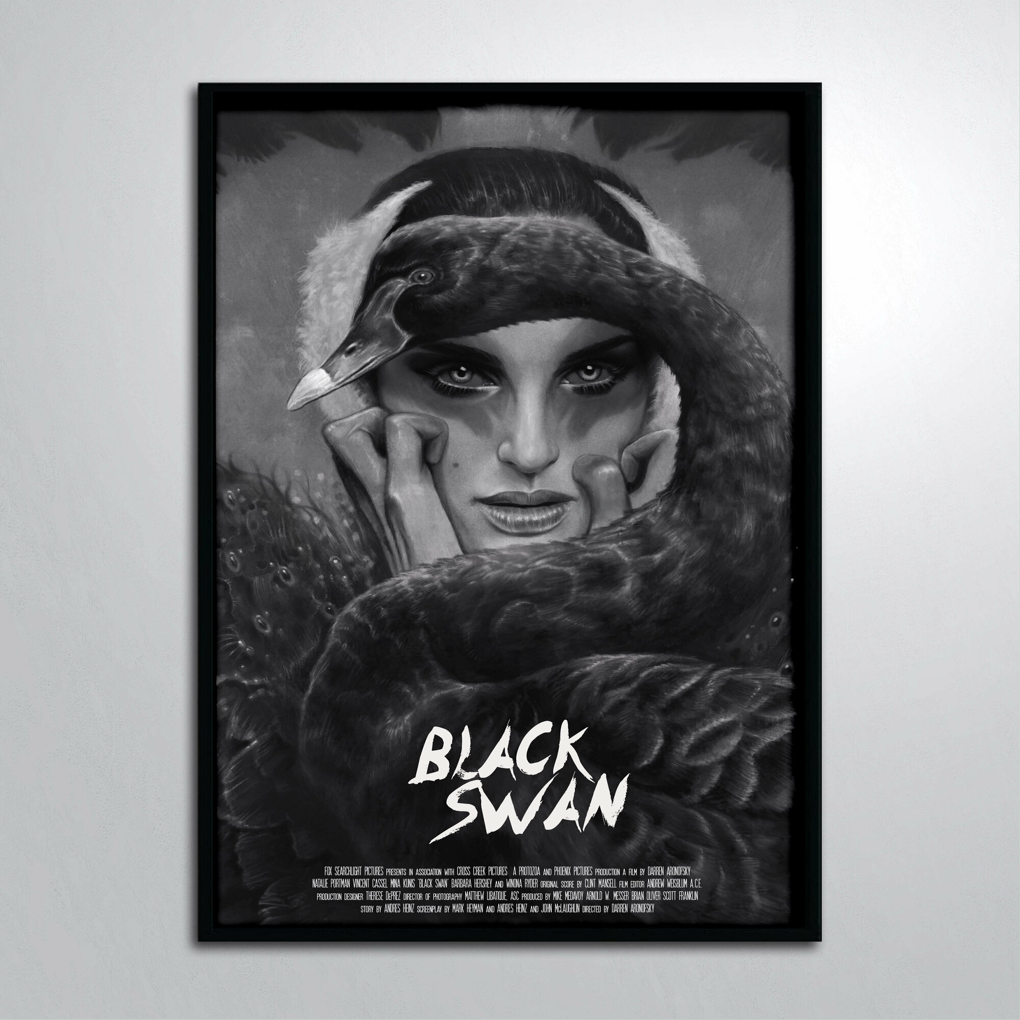 Постер без рамы/Даррен Аронофски Чёрный лебедь Натали Портман Карандаш Рисунок Black Swan (А2/420х594)