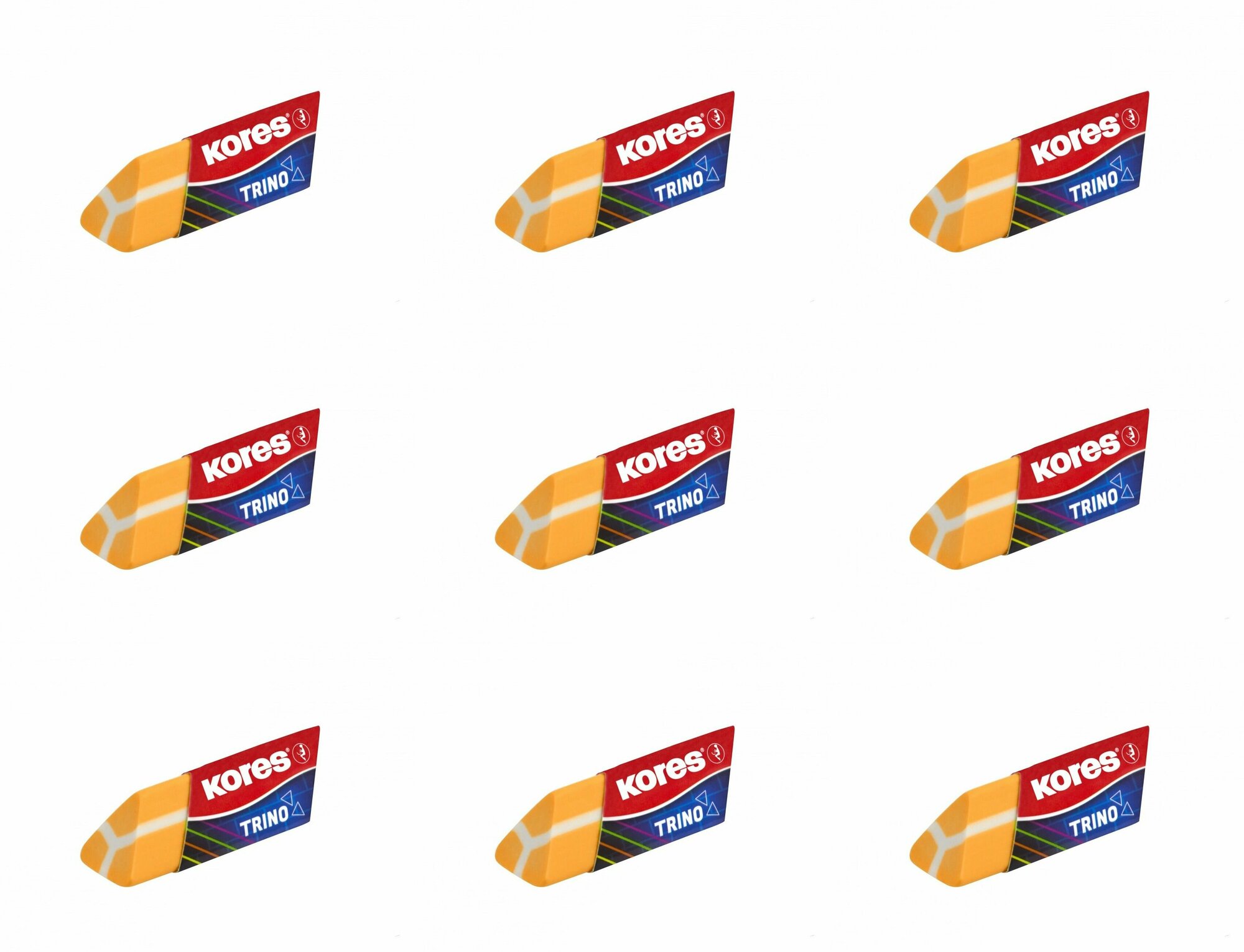 Kores Ластик Треугольный, неоновый, 9 шт