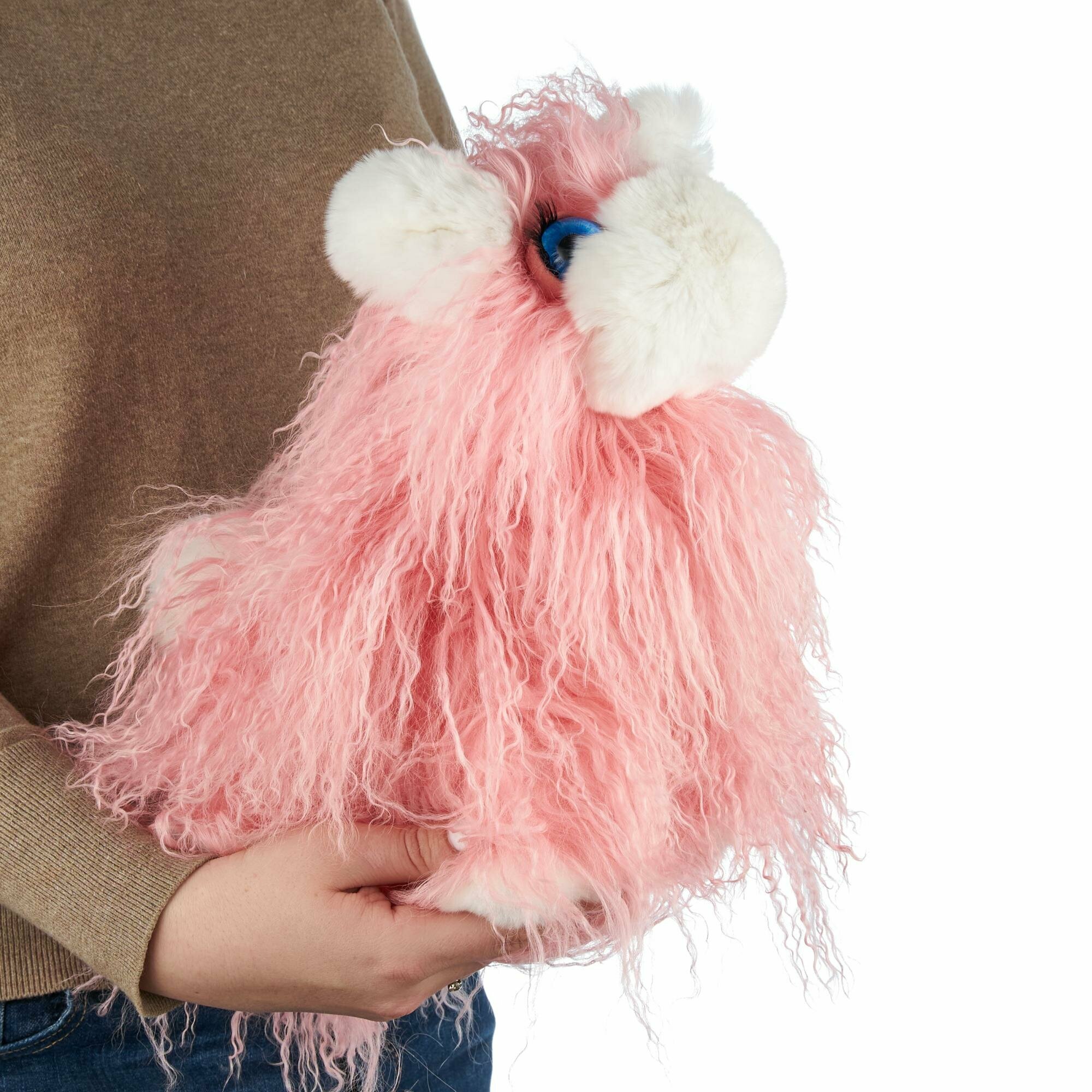 Мягкая игрушка Лама Holich Toys из натурального меха разовый, розовый пудра, мягкие игрушки, игрушки для детей, детские игрушки, игрушки для девочек, игрушки для мальчиков