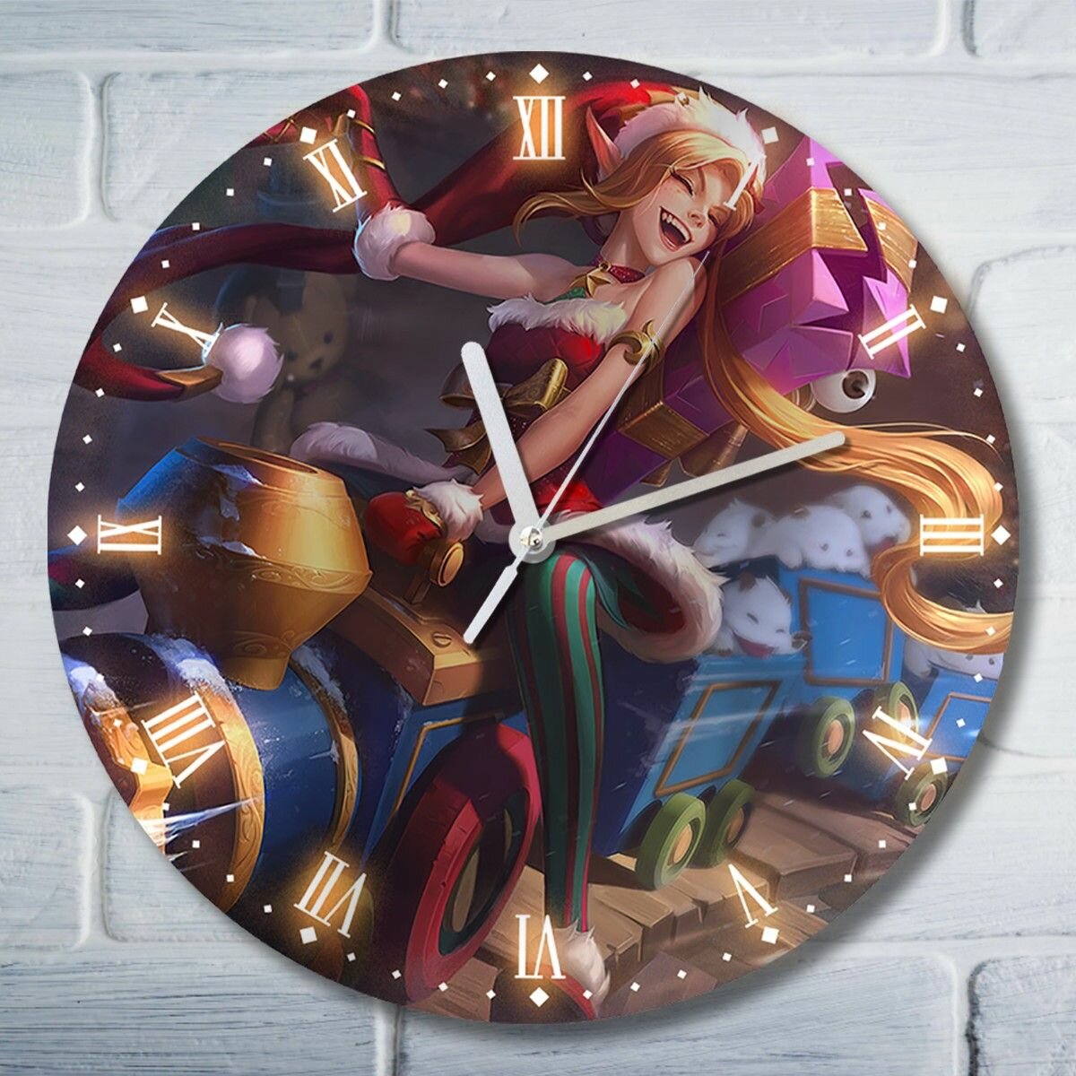 Настенные часы УФ игры league of legends, лига легенд, лол, новый год, рождество - 7011