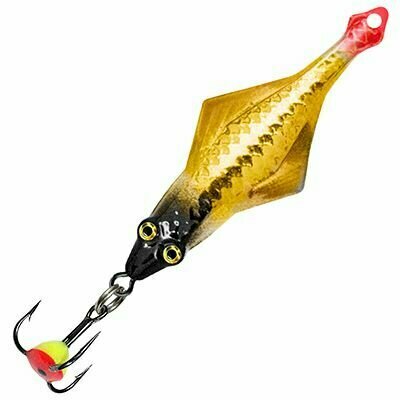 Блесна для рыбалки зимняя AQUA скат 5,0g, цвет 08 (золото, черный металлик) 1 штука