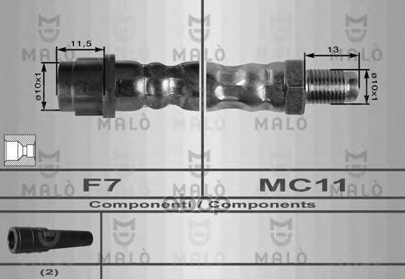 Шланг тормозной передн. Mercedes A-Class (W168) 97-04, E-Class (S210) 96-03 Malo арт. 8927