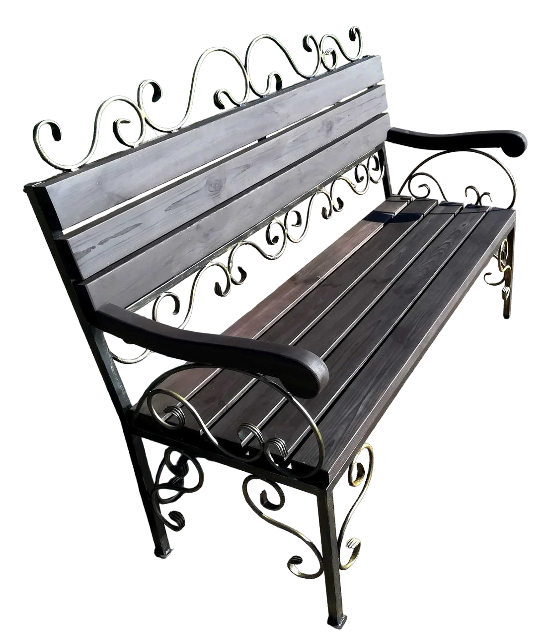 Кованая скамейка садовая, металлическая скамья, лавочка для дачи МА-4