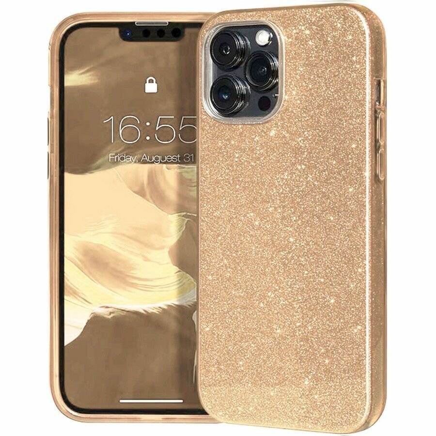 Силиконовая противоударная накладка Diamond для Apple iPhone 15+ (6.7) золотой