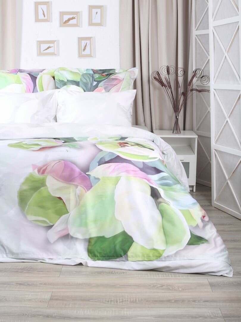 Постельное белье евро Mona Liza Flower "Hellebores" наволочки 70х70 и 50х70 макосатин