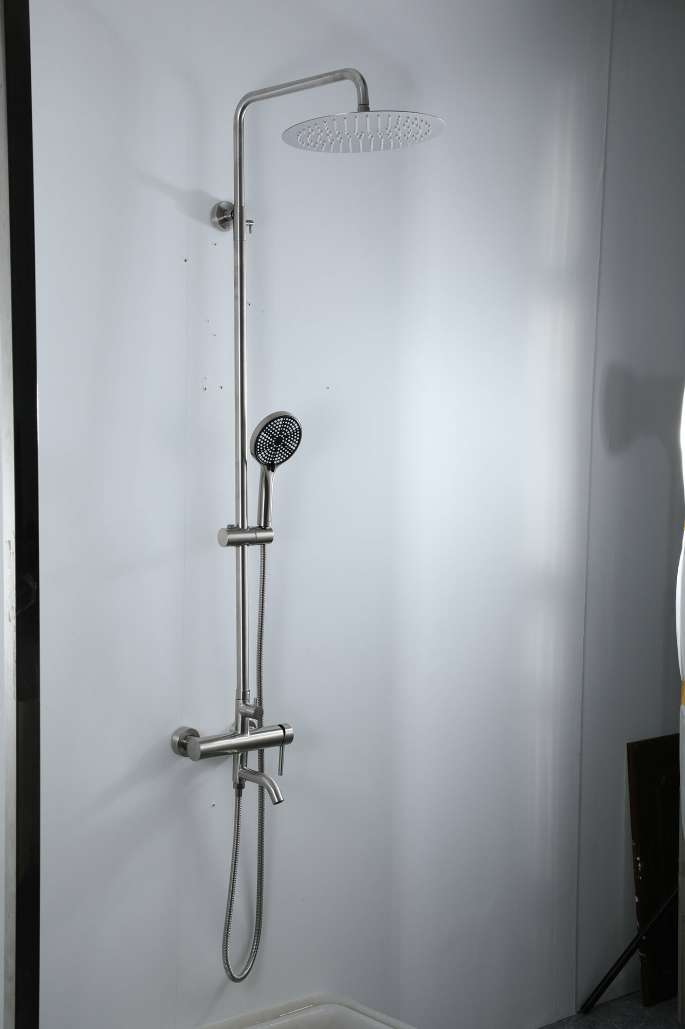 Душевая стойка Frap, F24807 нержавеющая сталь, цвет сатин, 1 режим, 3 режима