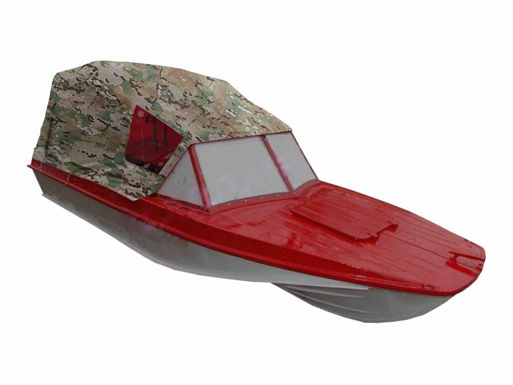 Казанка-5. Тент с дугами с креплениями на штатное стекло