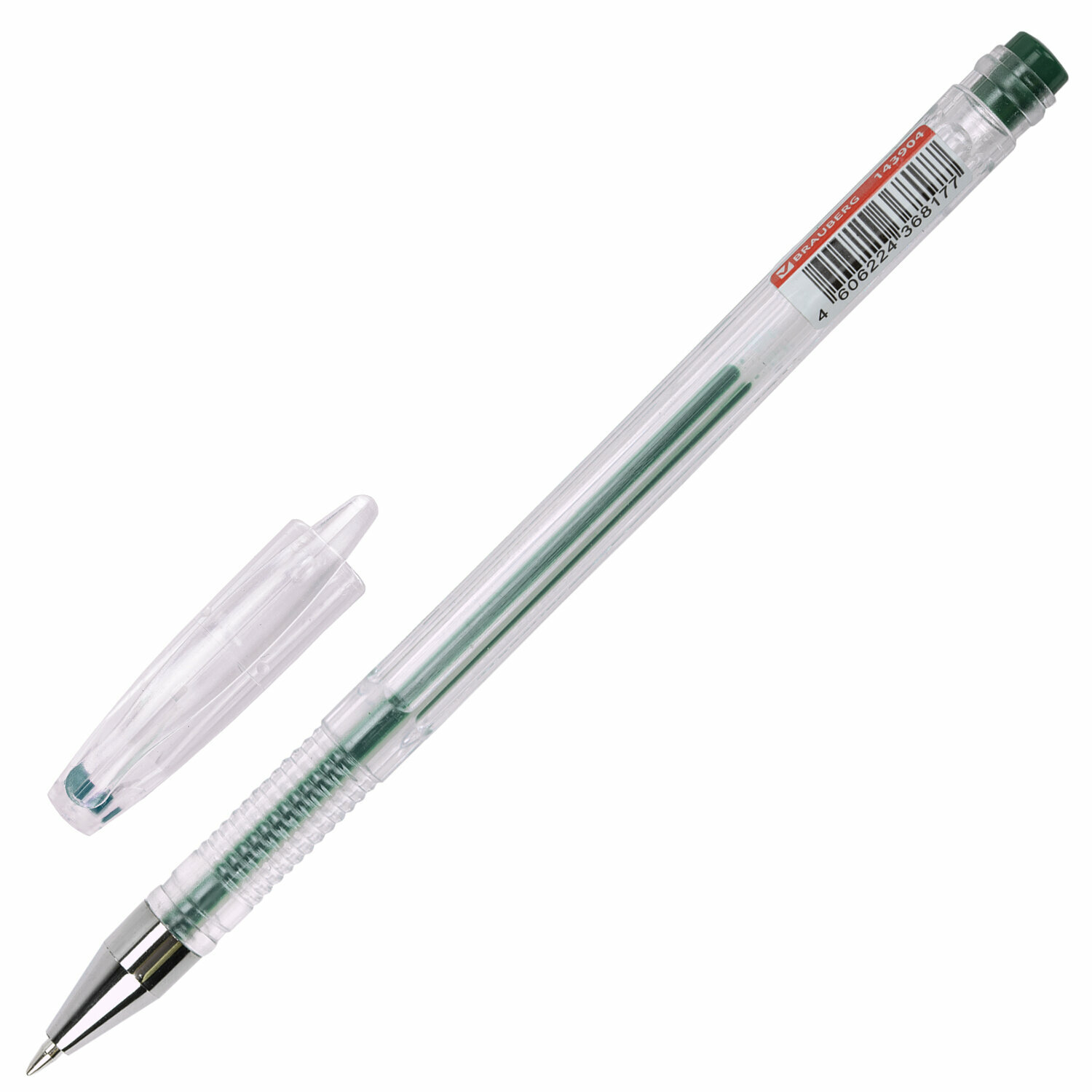 Упаковка 48 шт. Ручка гелевая BRAUBERG "EXTRA", зеленая, корпус прозрачный, узел 0,5 мм, линия 0,35 мм, 143904