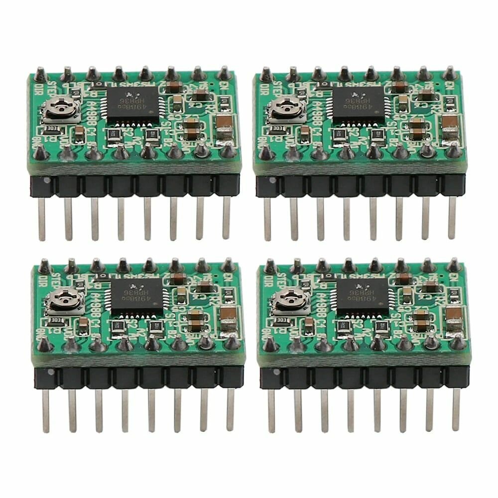A4988 4 шт - Драйвер шагового двигателя зеленый с радиатором А4988