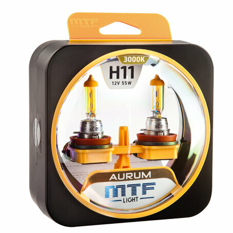 Галогенные автолампы MTF Light серия AURUM H11, 12V, 55W, комплект 2 лампы