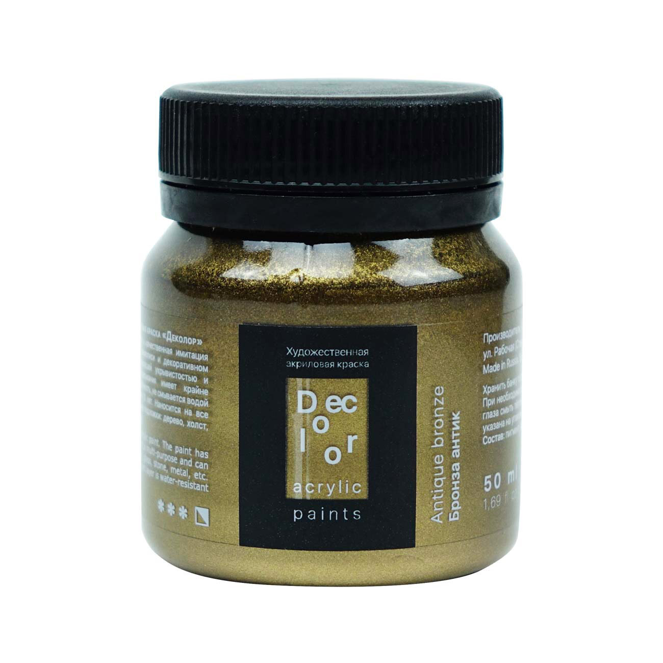 Краска акриловая деколор бронза антик, банка 50мл