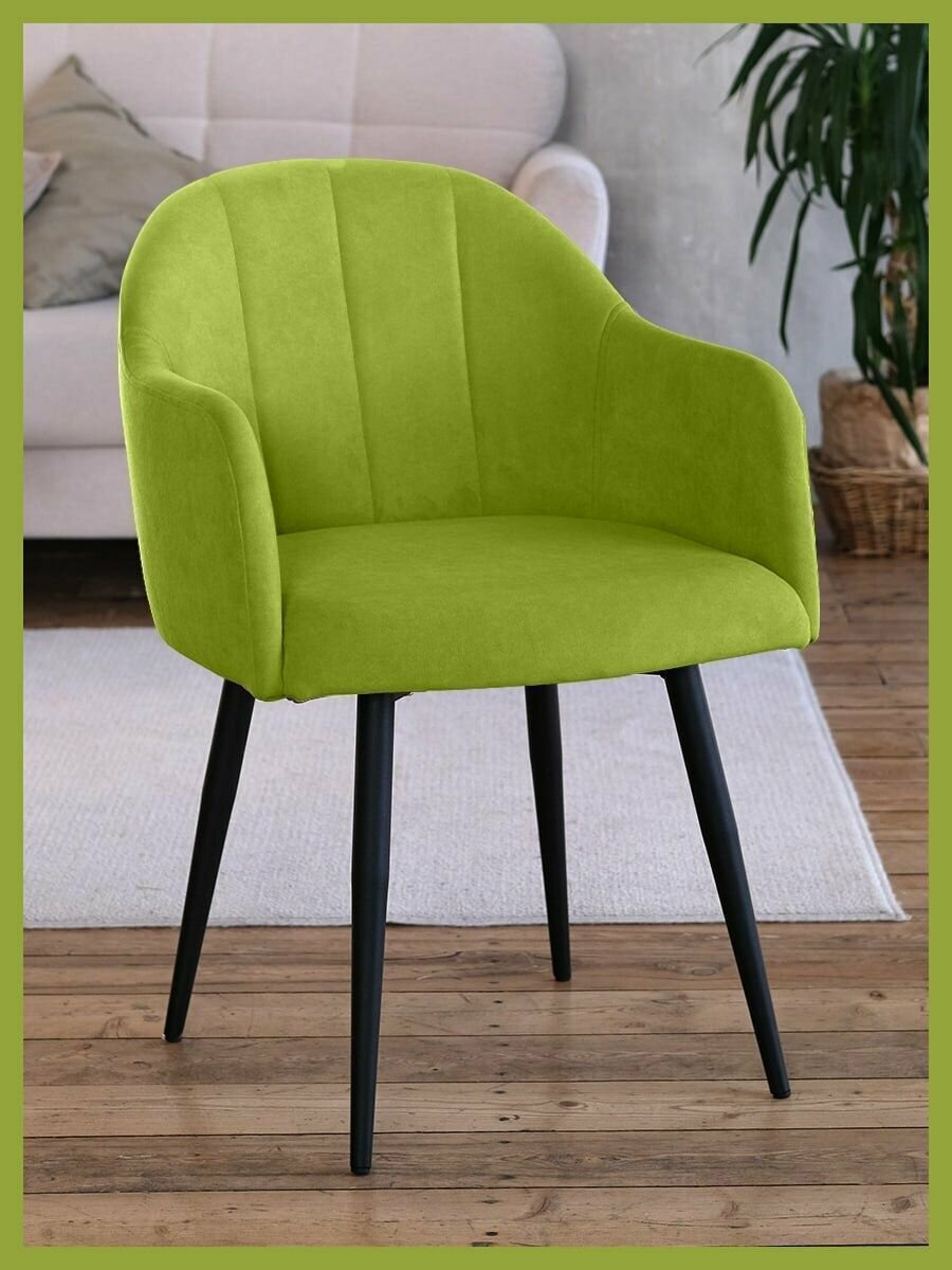 Мягкий кухонный и гостиный стул с подлокотниками, серый велюр, 81x48x45 см, 1 шт