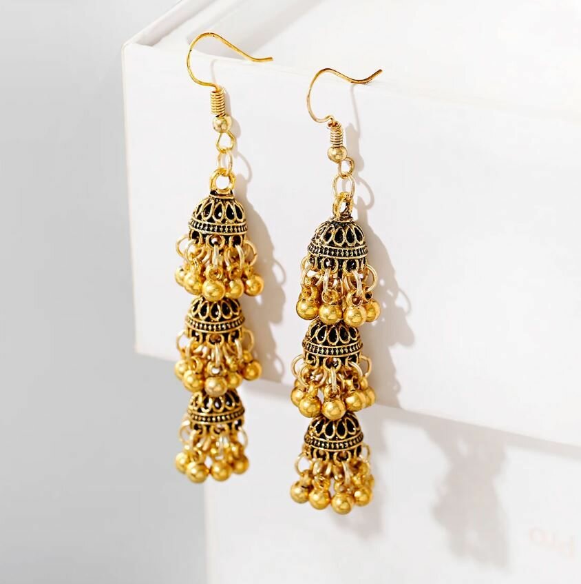 Серьги, металл, бисер