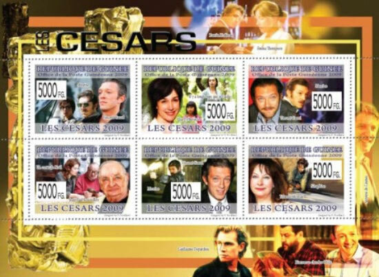 Почтовые марки Гвинея 2009г. "Знаменитости - Церемония Цезаря 2009" Актеры, Кино MNH