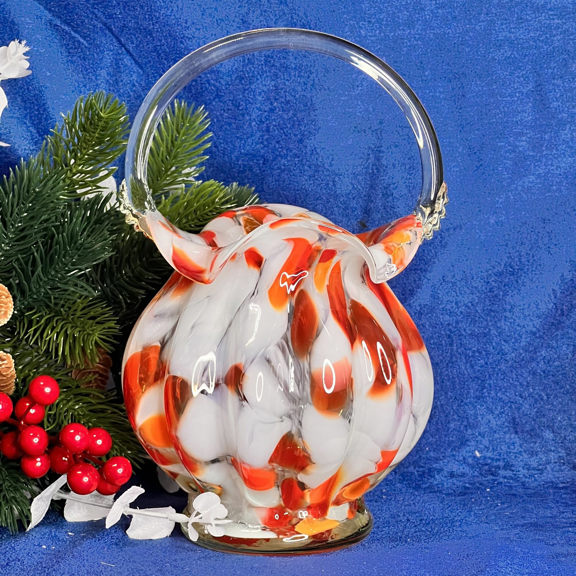 Ваза "Корзинка" из цветного стекла 23 КрБ