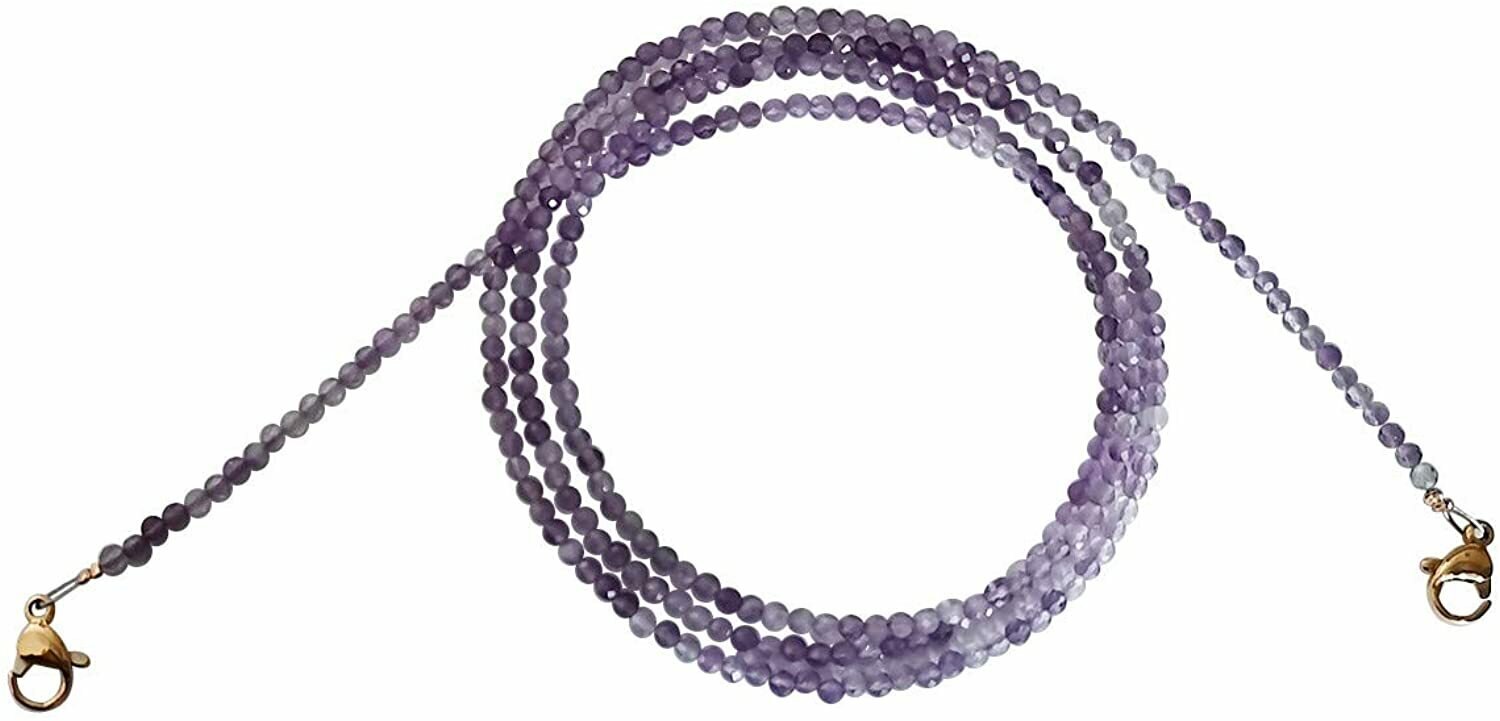 Цепочка для очков из граненого аметиста фиолетовая Hrustalek