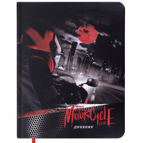 Дневник 1-11 класс 48 л, кожзам (твердая с поролоном), печать, наклейки, BRAUBERG, "Moto Club", 106192