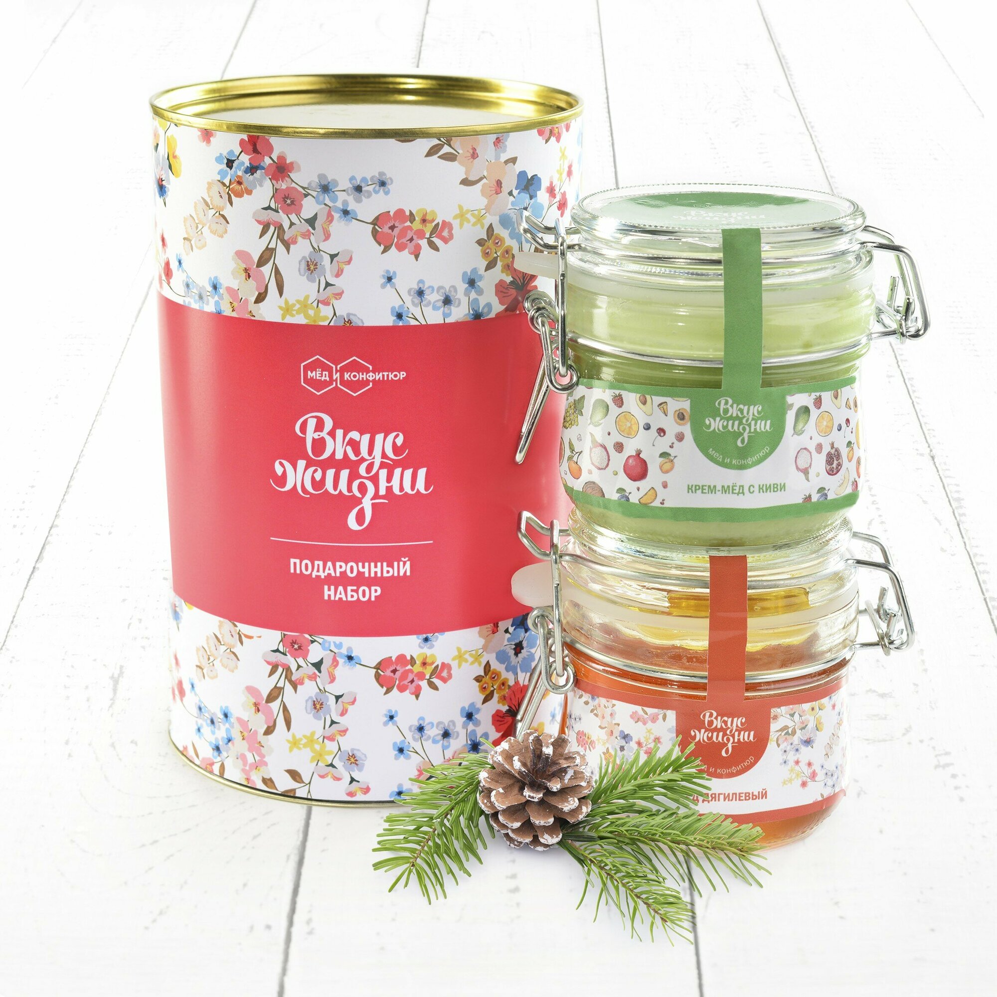 Медовый набор "Вкус жизни тубус" с киви и дягилевый мёд бугель