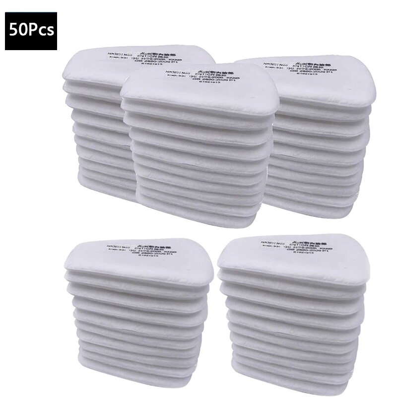 Хлопковые фильтры 5N11 для респираторов 3M 6200/7502/6800 50 Pcs Filter cotton