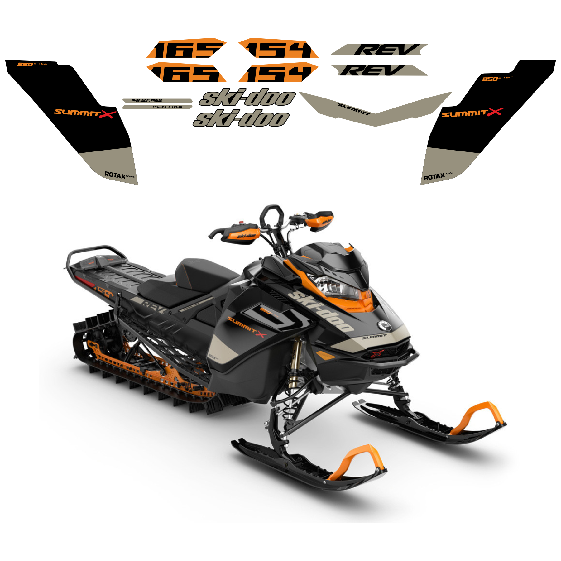 Наклейки BRP SKI-DOO SUMMIT X REV 165 черные/оранжевые