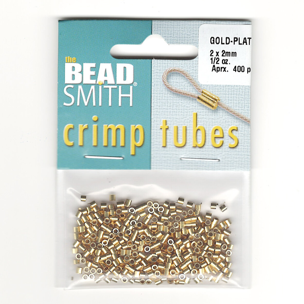 Кримпы, 2х2мм, Bead Smith, трубочки, базовый материал - латунь, позолоченные, около 400 шт.