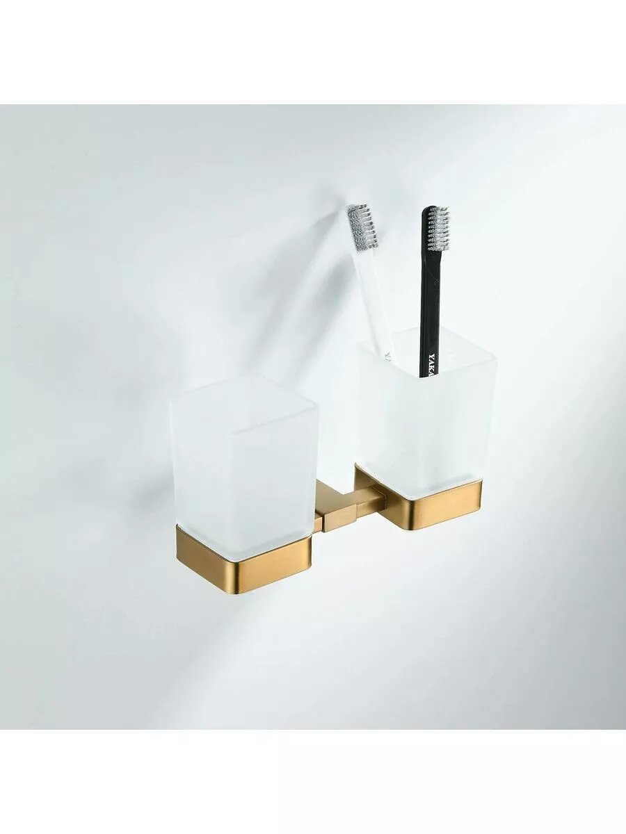 Двойной стакан для ванной SG5622G золотой сатин