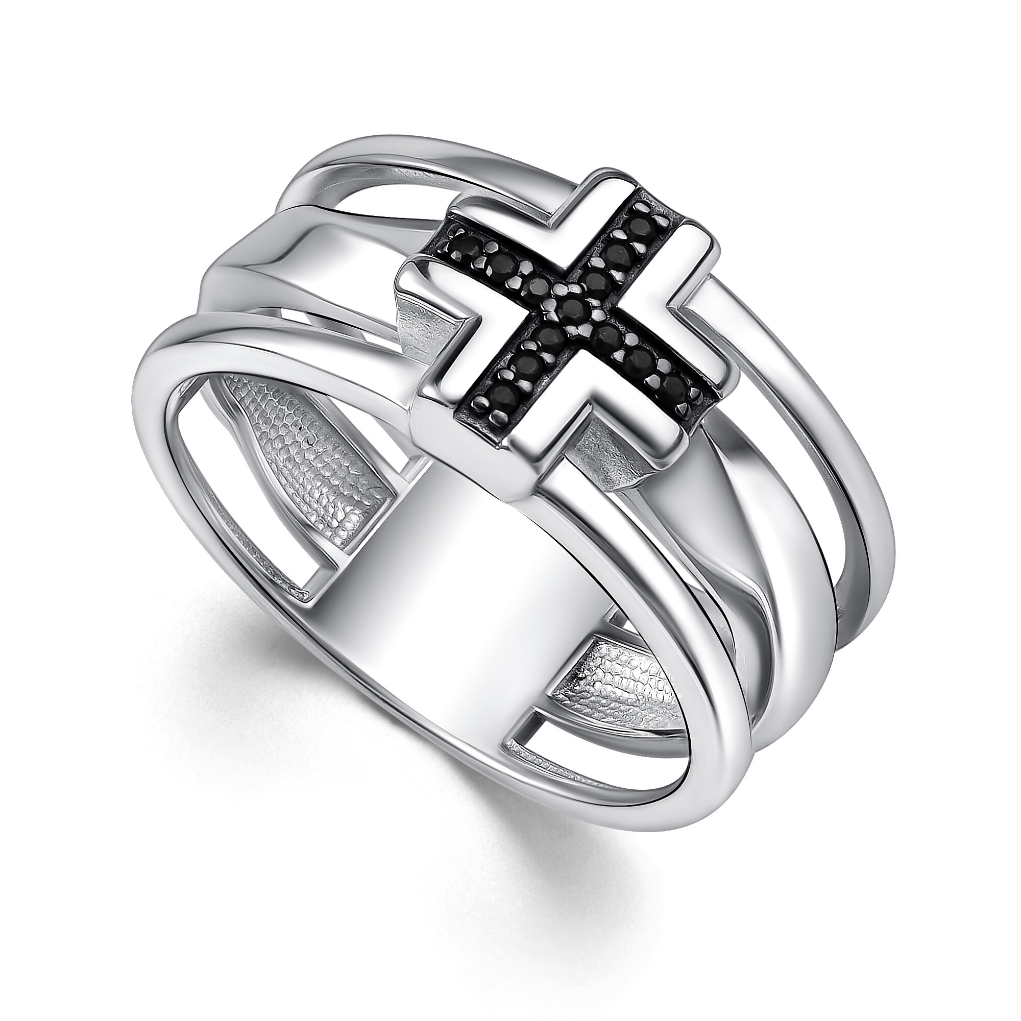 Кольцо, серебро, 925 проба, родирование, фианит