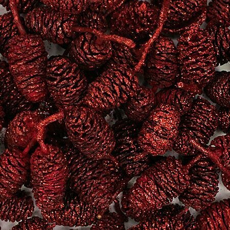 Набор шишек для декора 2-4 см (от 68 до 92 шт.) Красный