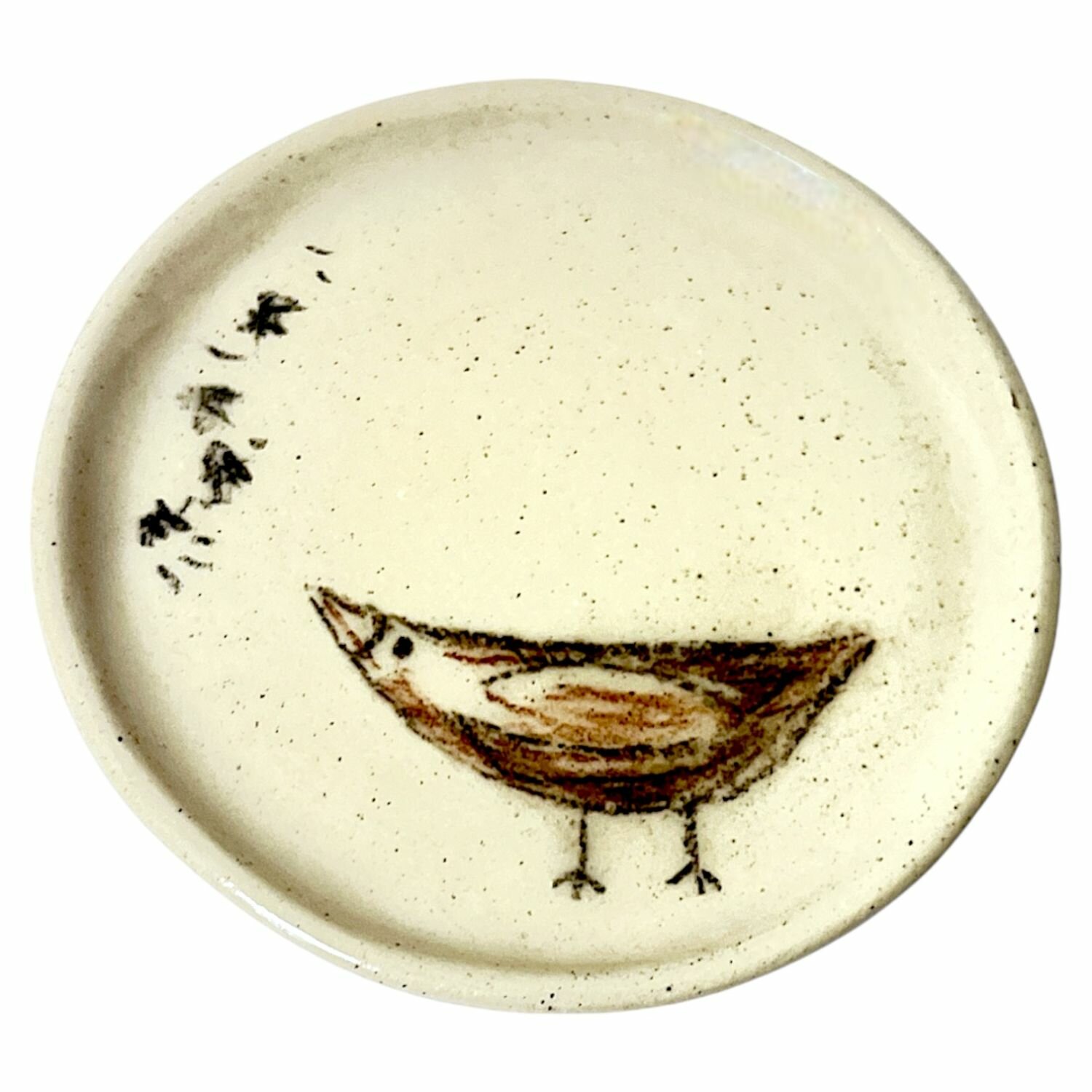 Тарелка ручной работы «Птичка», керамика, 9 см