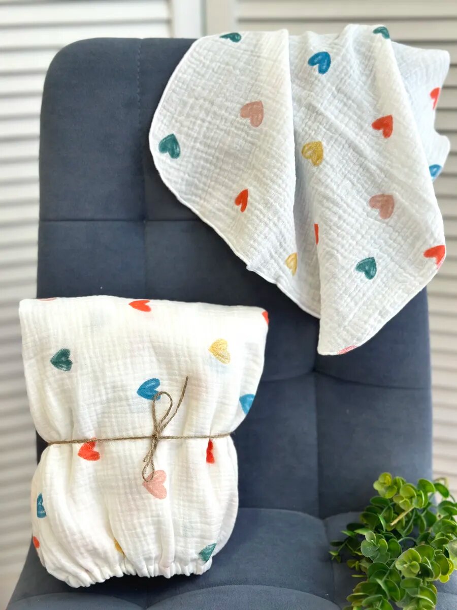 Муслиновая простынь овальная на резинке, овал