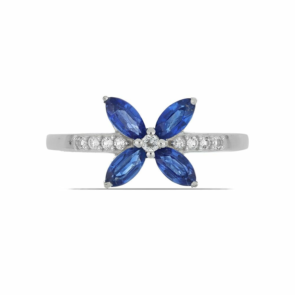 Кольцо, серебро, 925 проба, родирование, топаз, кианит