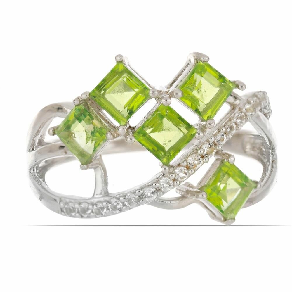 Кольцо, серебро, 925 проба, родирование, топаз, кварц