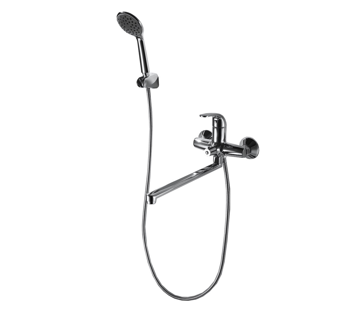 Смеситель для ванны c длинным изливом с аксессуарами Bravat Fit