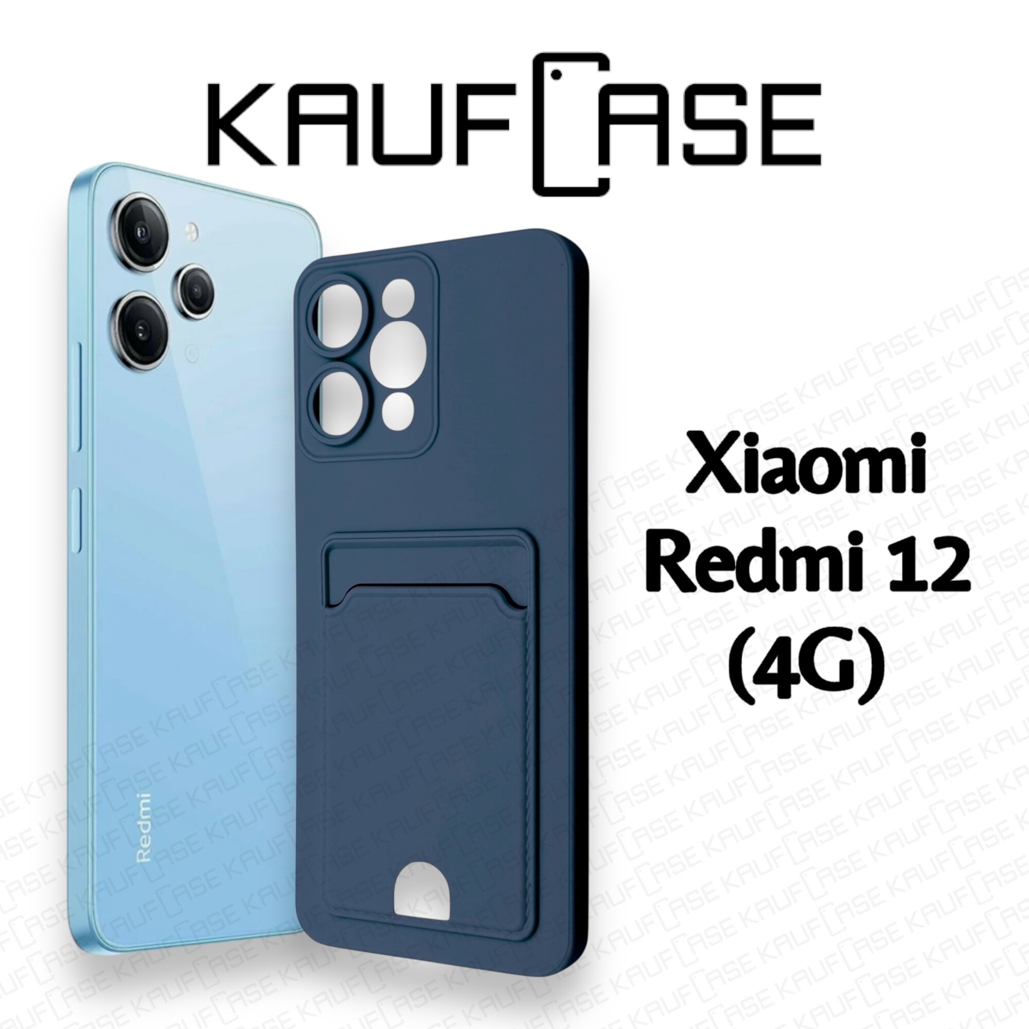 Силиконовый матовый чехол на Xiaomi Redmi 12 /Redmi 12R (6.79"), темно-синий. Карман для пластиковых карт
