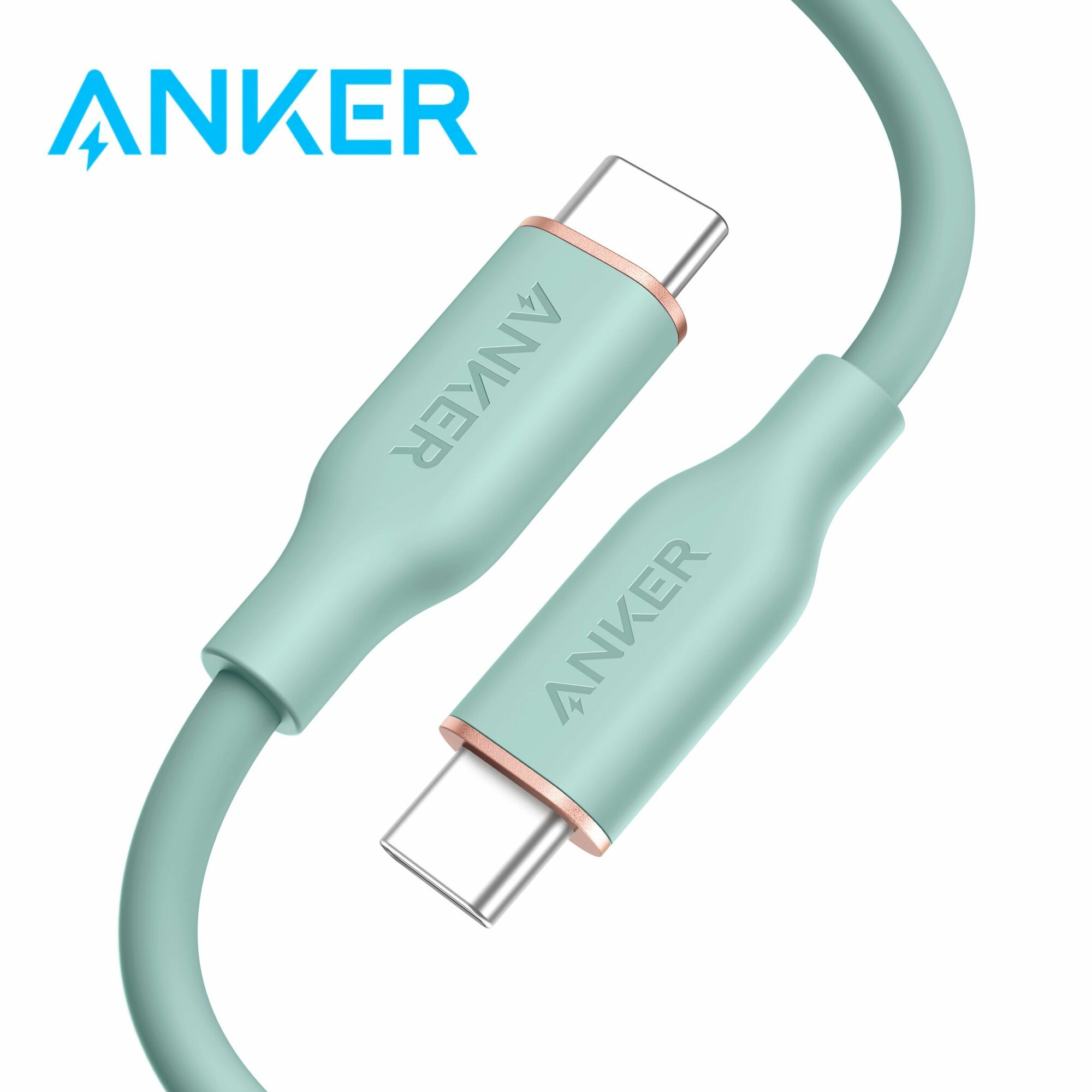Anker 643 Powerline III Flow, кабель от USB C до USB C 100 Вт 3 футов, кабель быстрой зарядки типа C (силикон)