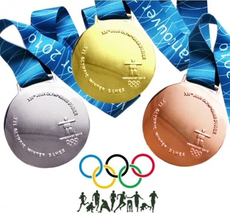 Олимпийские медали Ванкувер 2010, золото, серебро, бронза, набор 3 сувенирные копии, ордена медали и награды