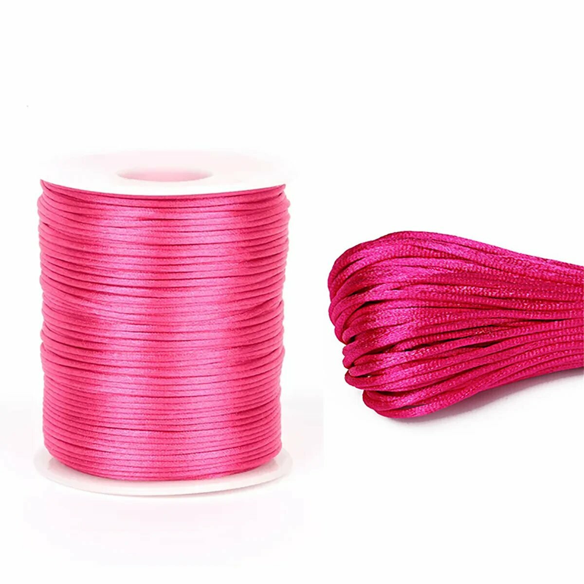 Нейлоновый атласный шнур 1,5 мм для рукоделия Розовый, 20M, Rose Red