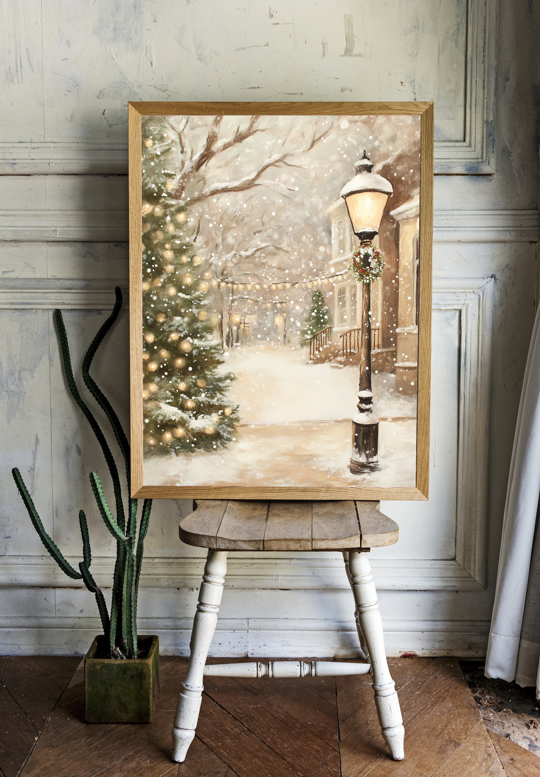 Постер "Зимняя улица со снегом" 60x90 см в подарочном тубусе