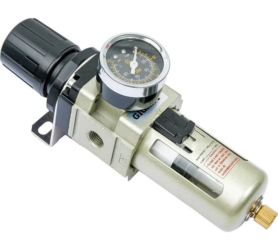 Фильтр-влагоотделитель для компрессора с регулятором давления (1/4 ; манометр; 2000 л/мин; 10 бар) Gigant GAW3000-02