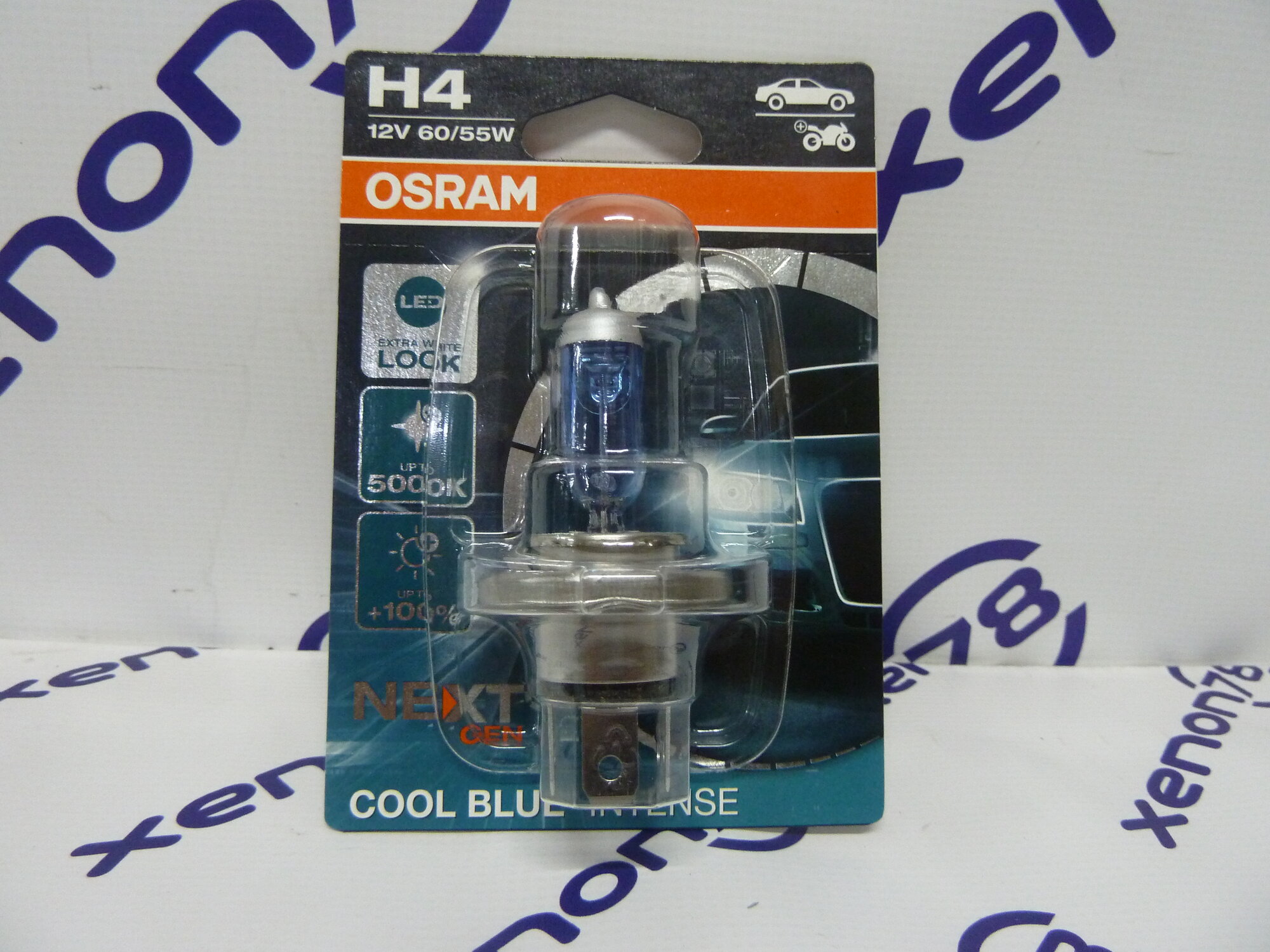 Галогеновая лампа H4 Osram Cool Blue Intense 64193CBN-01B +100%, 5000K (12V, 60/55W) блистер - 1 шт.