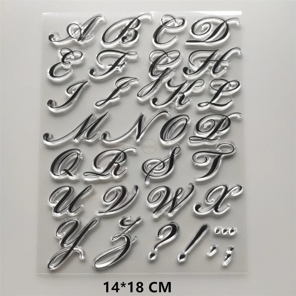 Штампы для скрапбукинга, алфавит, серебро, 14*18 см