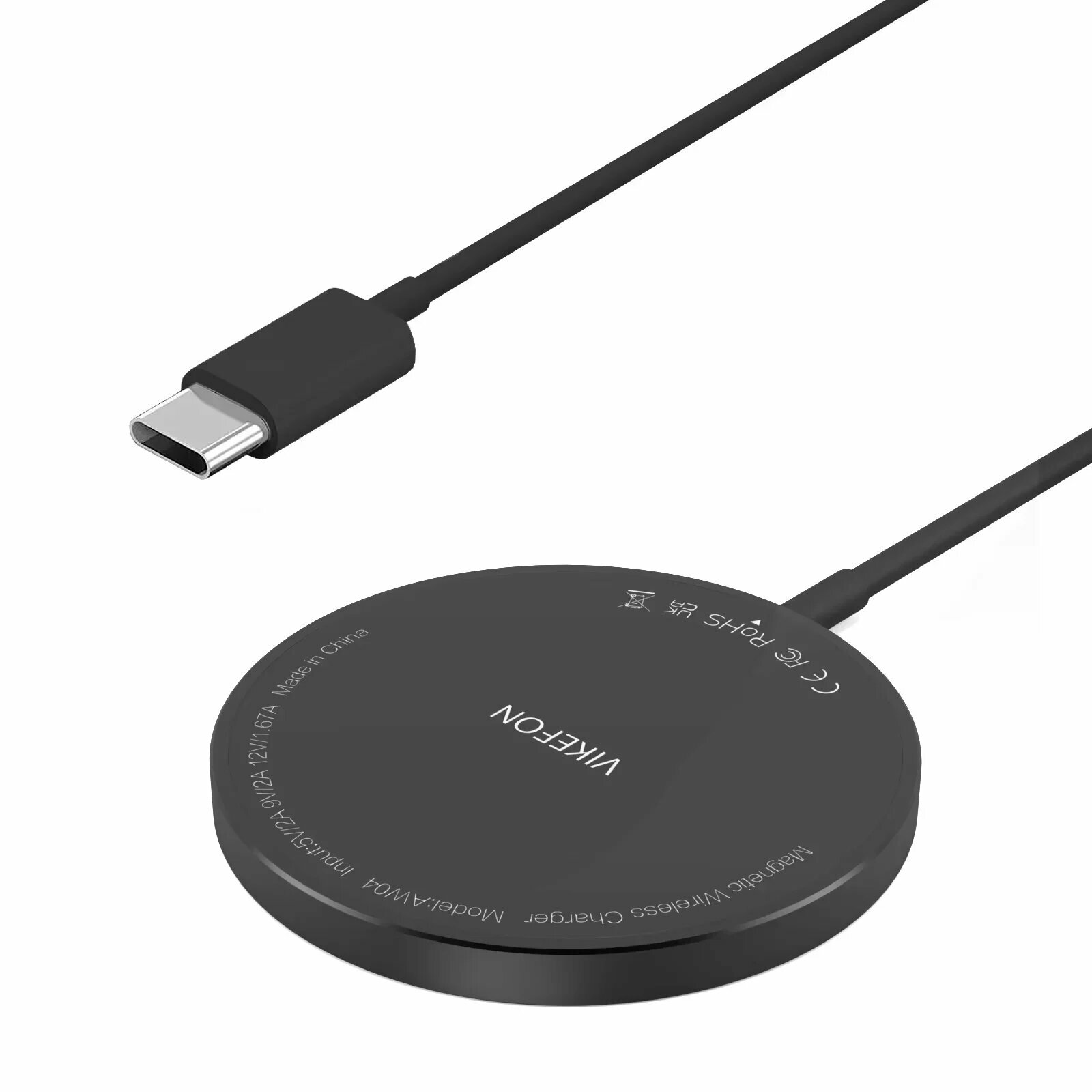 VIKEFON Магнитная зарядка USB Type-C Black для iPhone 15/14/13