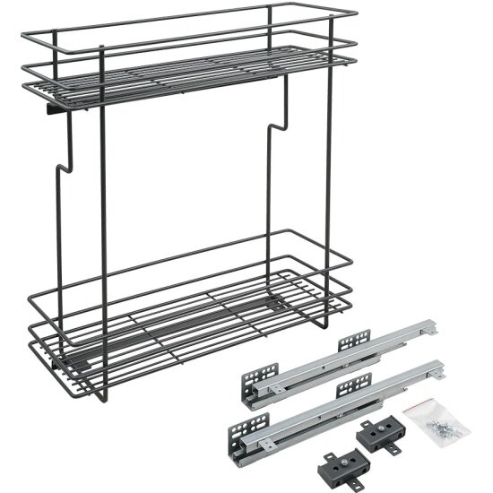 Бутылочница Lemax Prof на скрытых направляющих с доводчиком в базу 200 мм (левая), вулканический серый (VK-05-200DL-VG)