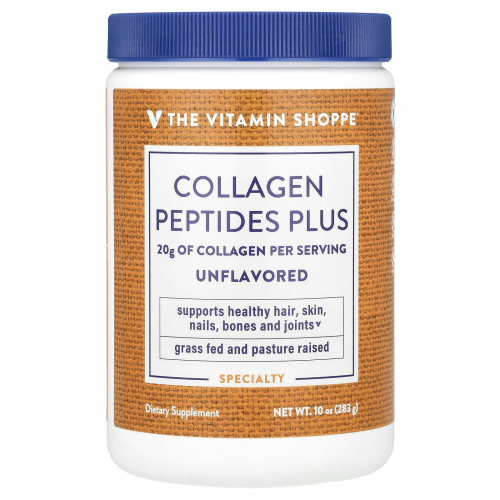 The Vitamin Shoppe, Collagen Peptides Plus, без ароматизаторов, 283 г (10 унций)