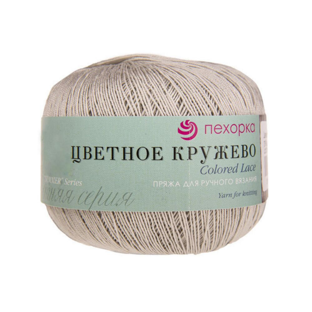 Пряжа для вязания Пехорка Цветное кружево 276 перламутр 2 шт 50 гр/475 м 100% мерсеризованный хлопок