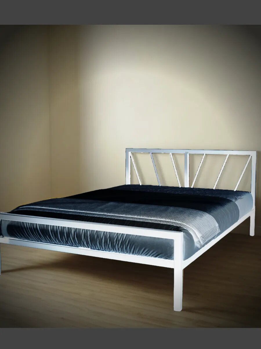 Кровать Loft Mebel "Герда-2", 160x200х80 см, металл, белая, на ножках