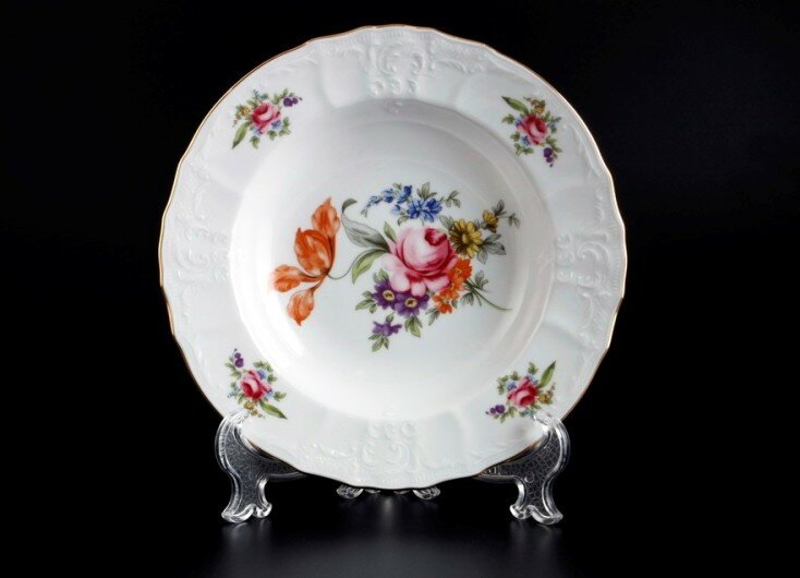 Набор глубоких тарелок "Bernadotte", 23 см, 6 штук, Полевой цветок (Мейсенский букет) Чехия