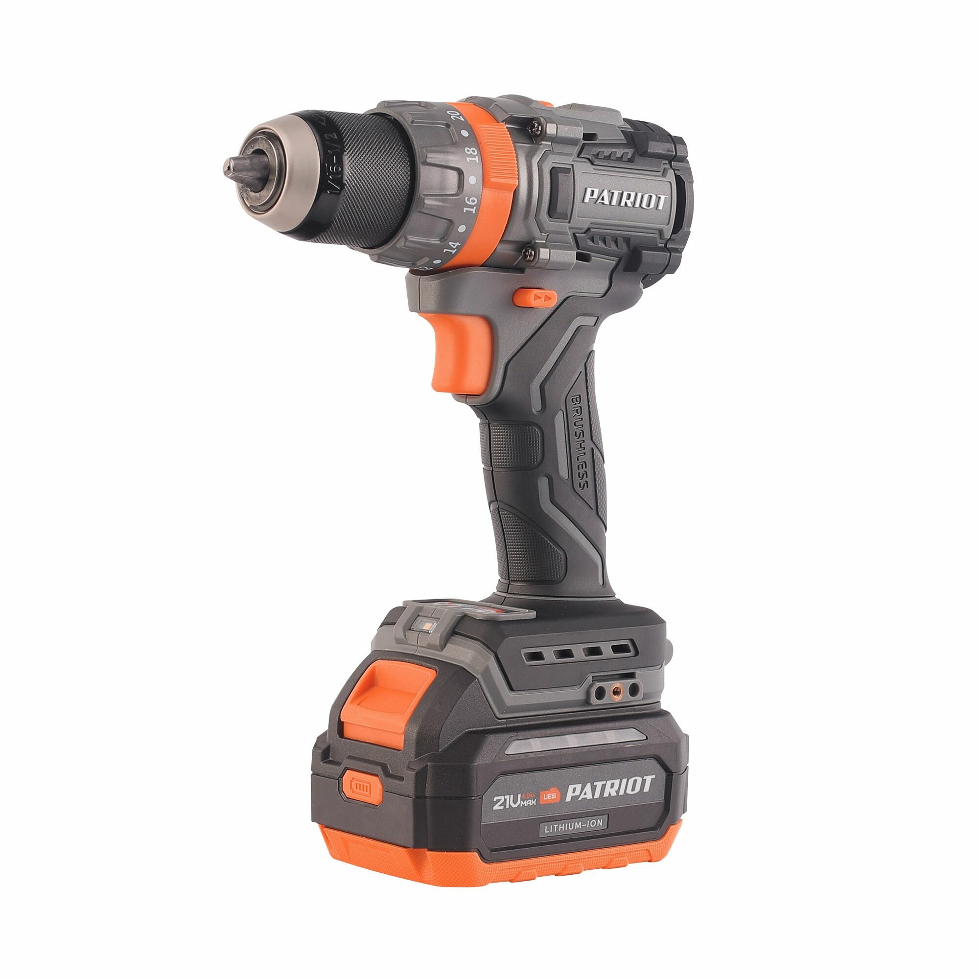 Дрель-шуруповерт аккумуляторная PATRIOT BR 214 UES, 21В, 4Ач, 1 АКБ+ЗУ в комплекте