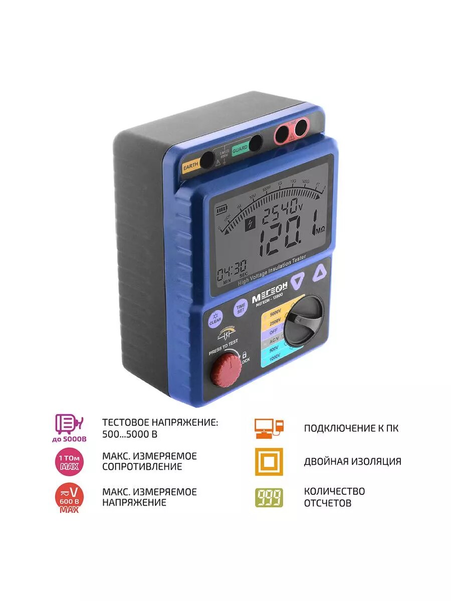 Измеритель сопротивления изоляции (мегаомметр) мегеон 13900